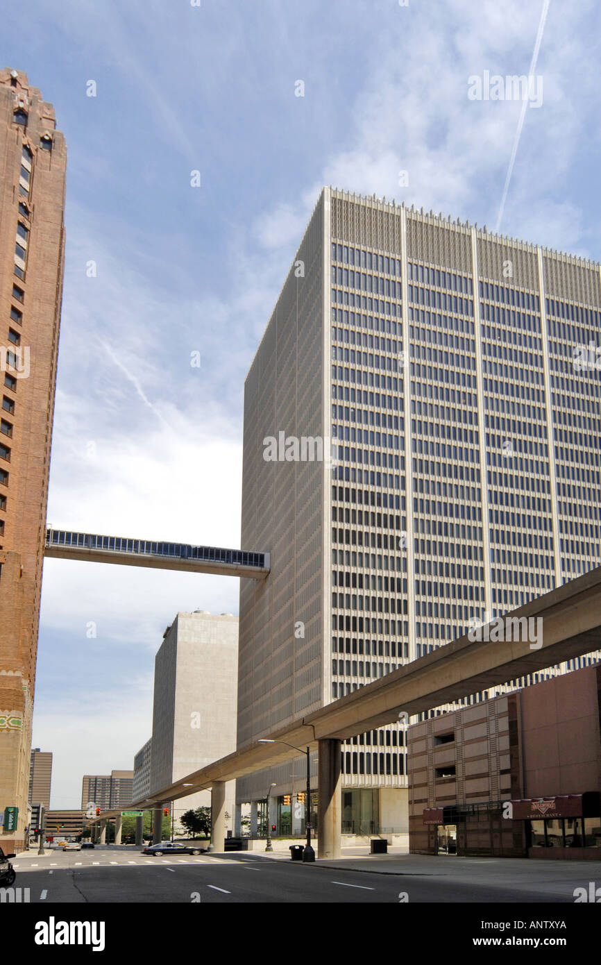 The Building and walkways of the Business District in Detroit Michigan ...