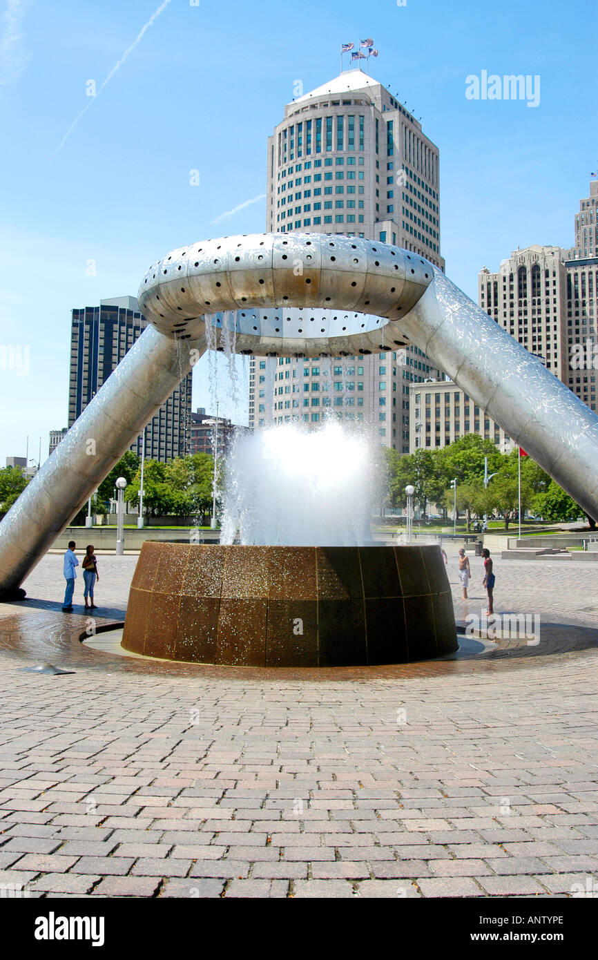 The Riverfront Fountain in the Hart Plaza Detroit Michigan MI Stock ...