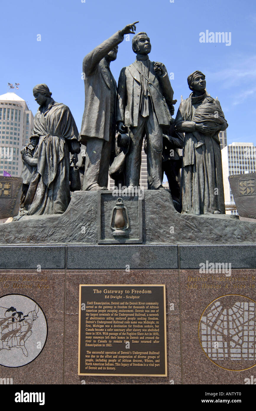 The gateway to Freedom Sculpture in Hart Plaza Detroit Michigan MI ...