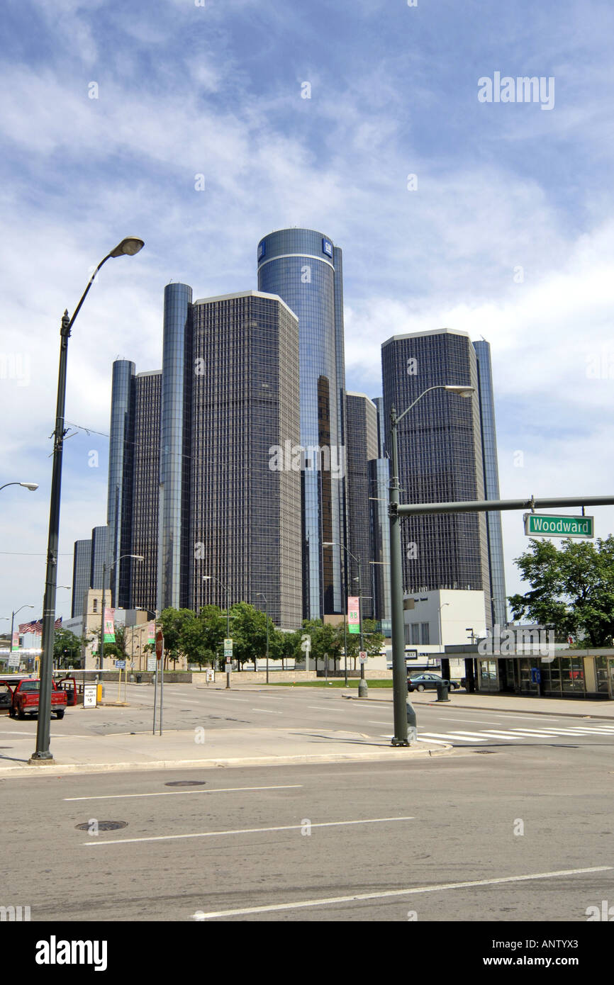 The Renaissance Center and the GM building in Detroit Michigan MI Stock ...