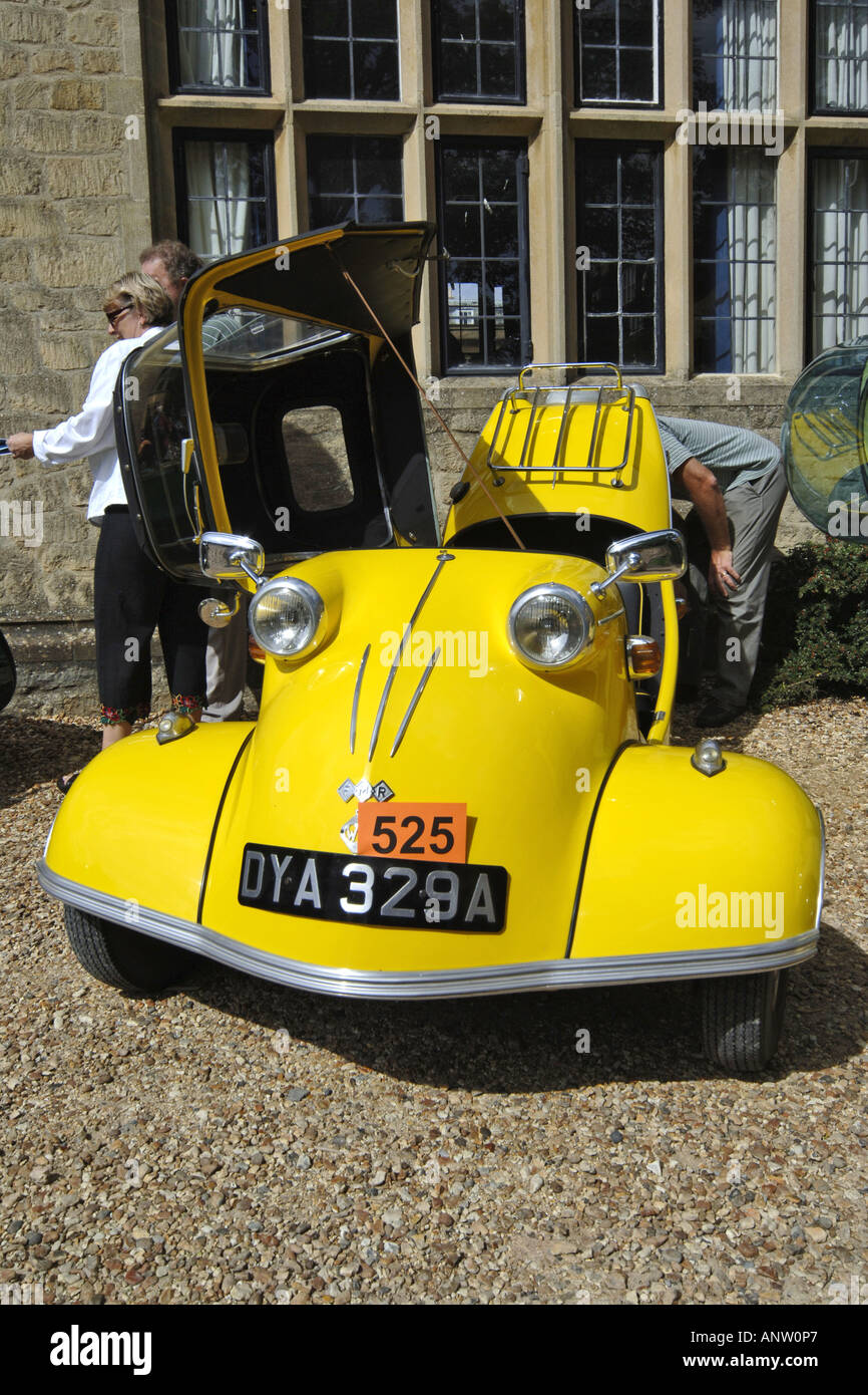 1950s German Yellow Bubble Car on display at a vehicle rally in England ...