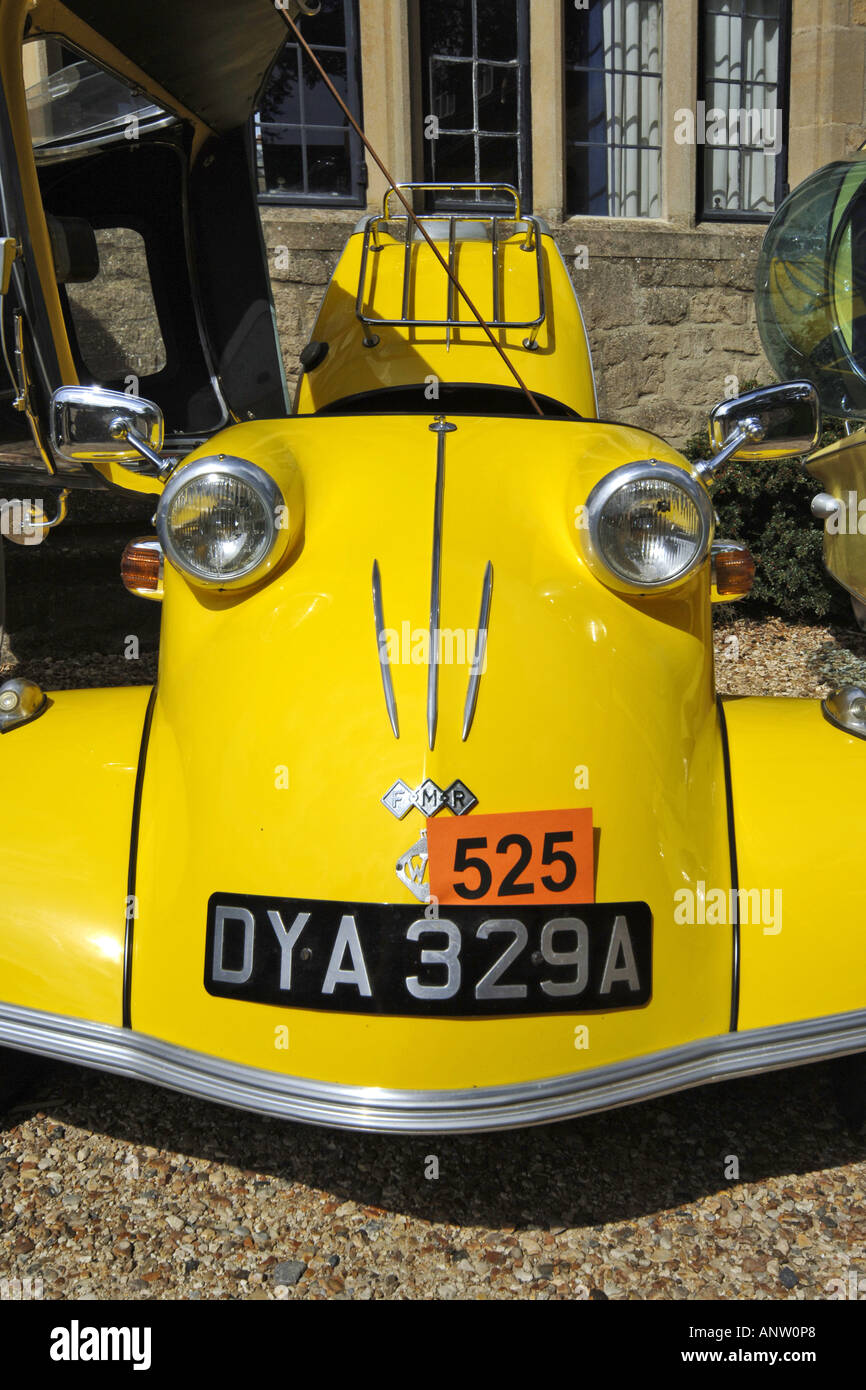 1950s German Yellow Bubble Car on display at a vehicle rally in England ...