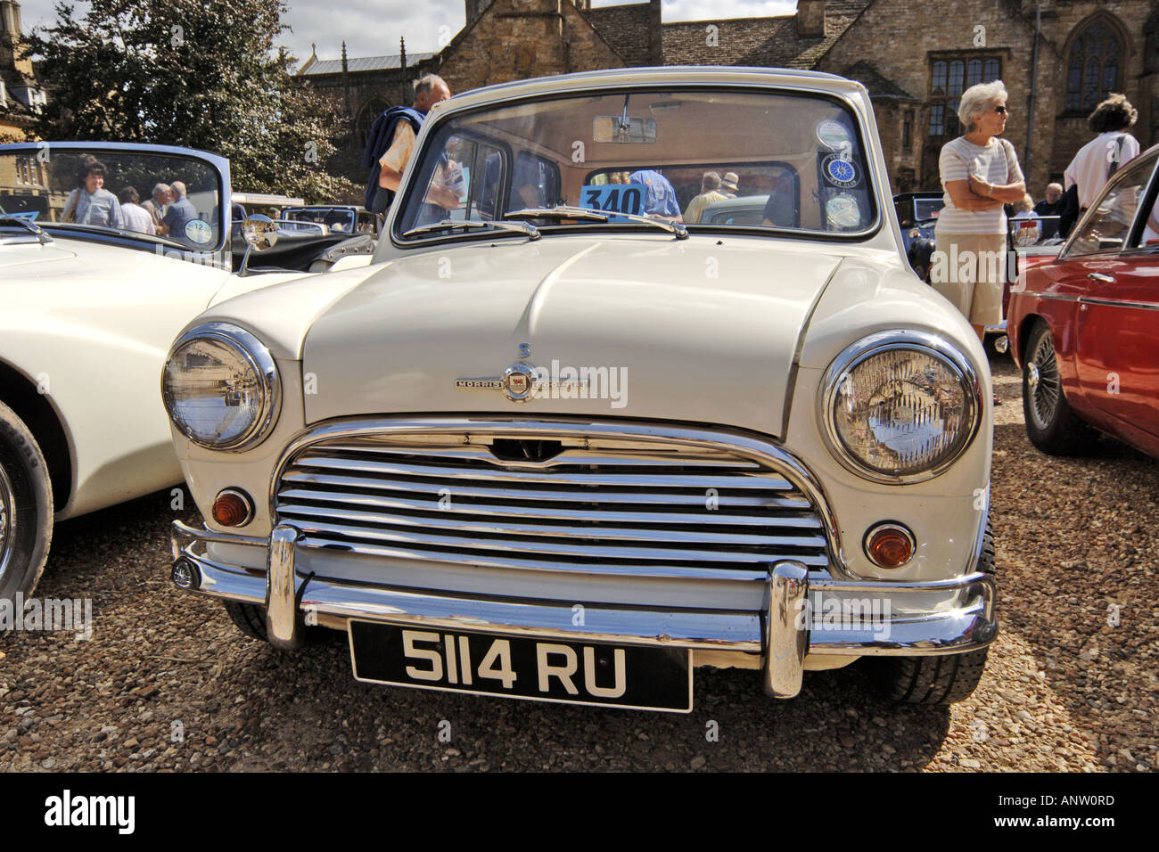British 1960s Mini Cooper on display at a vehicle rally in England ...