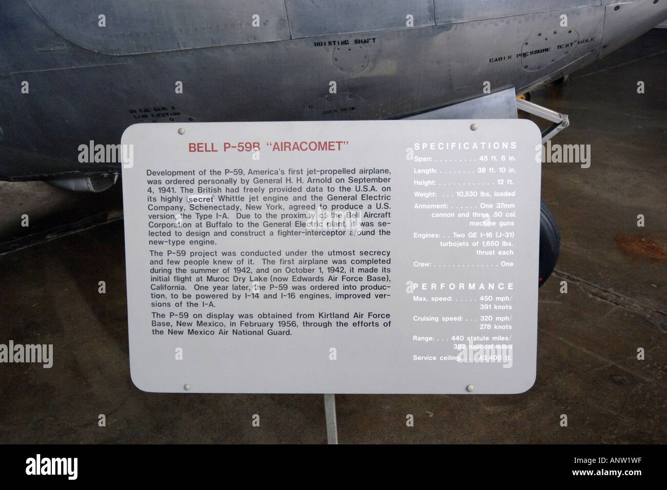 Bell P59 Airacomet the first USAF Jetplane at the Wright Patterson Air ...