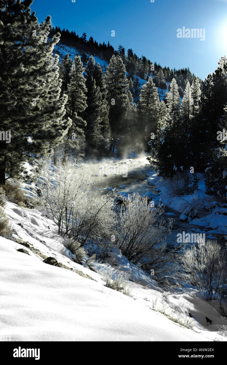 snowy river bank Stock Photo - Alamy
