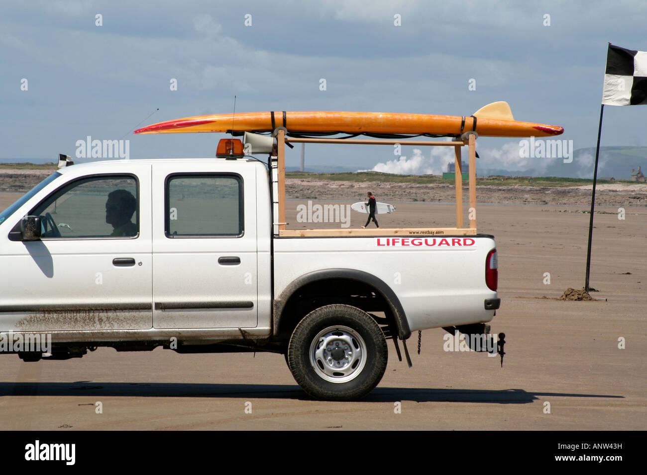 Lifeguard on Duty Rest Bay Porthcawl Stock Photo - Alamy