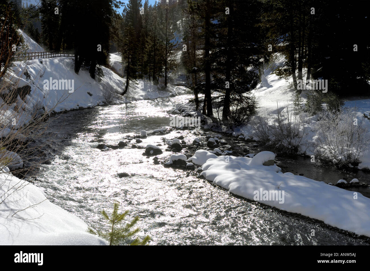 snowy river bank Stock Photo - Alamy