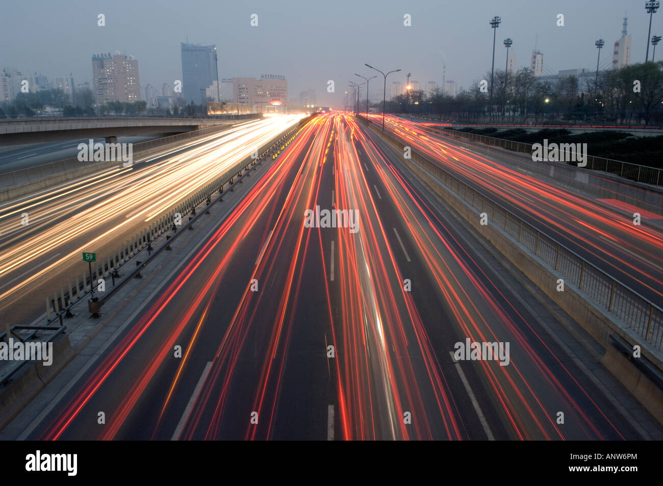 car light trails on a city ring road Beijing China Stock Photo - Alamy