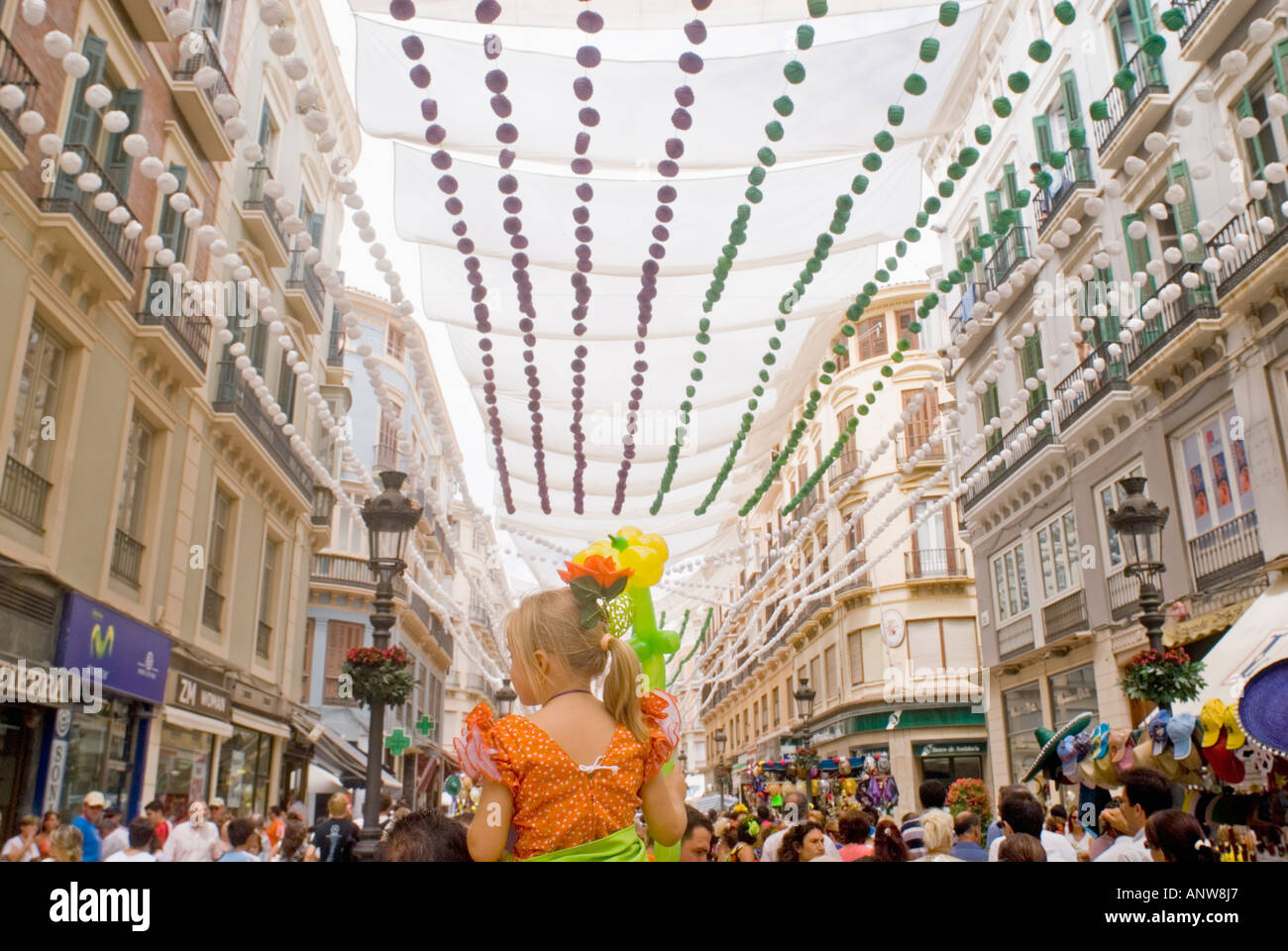 Spain, Malaga, Crowd in Calle Larios, Feria Stock Photo - Alamy