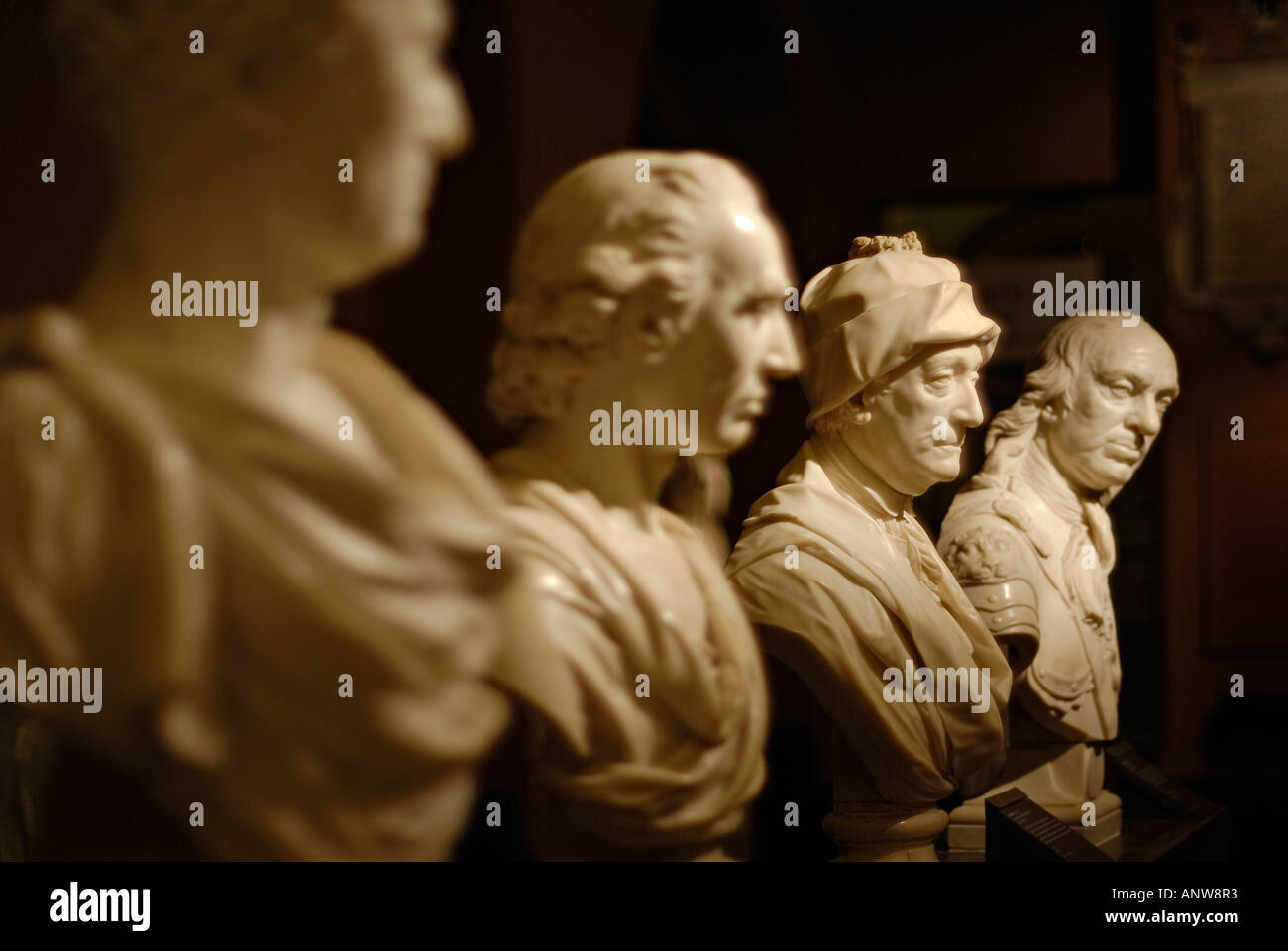 Carved marble busts on display in the Victoria and Albert Museum A ...