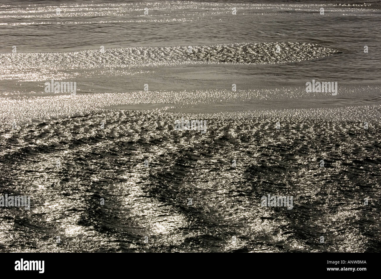 Ice and wave patterns in open water of Waterton River, Waterton Lakes ...