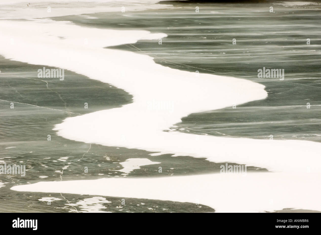 Windswept snow on frozen Talbot Lake in Jasper Flats, Jasper National ...