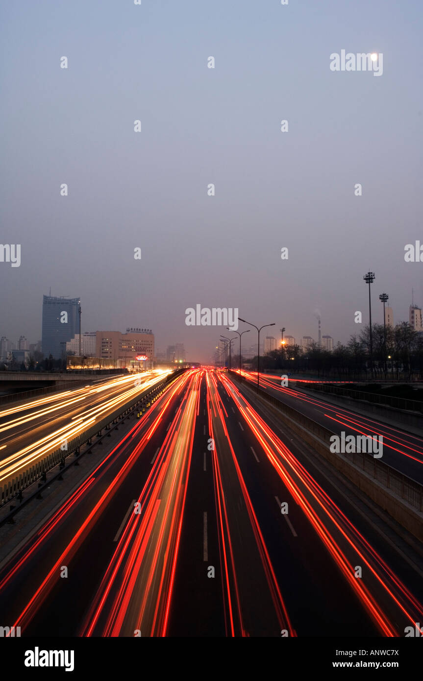 car light trails on a city ring road Beijing China Stock Photo - Alamy
