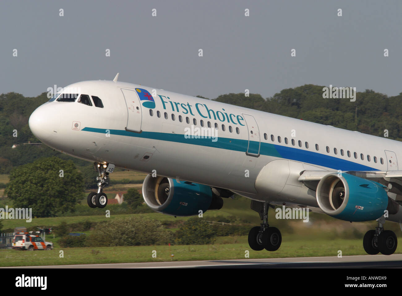 First Choice Airbus A320 taking off on a holiday charter flight Stock ...