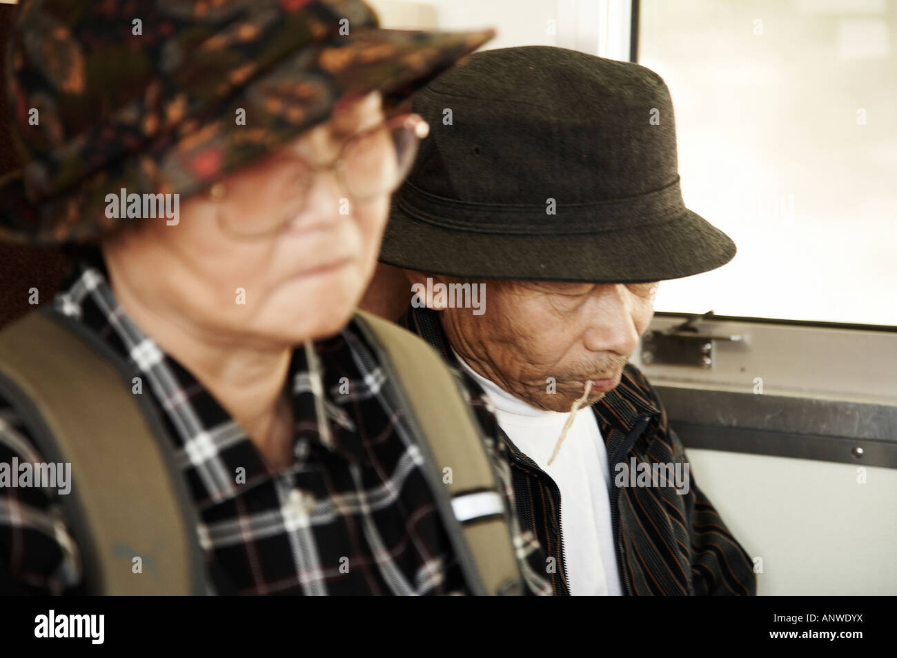 Sleeping commuters, Kyoto Stock Photo - Alamy