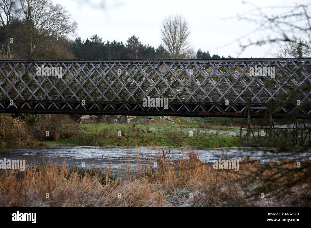 bridge old historic river boyne ireland battle ford scene winter cold ...