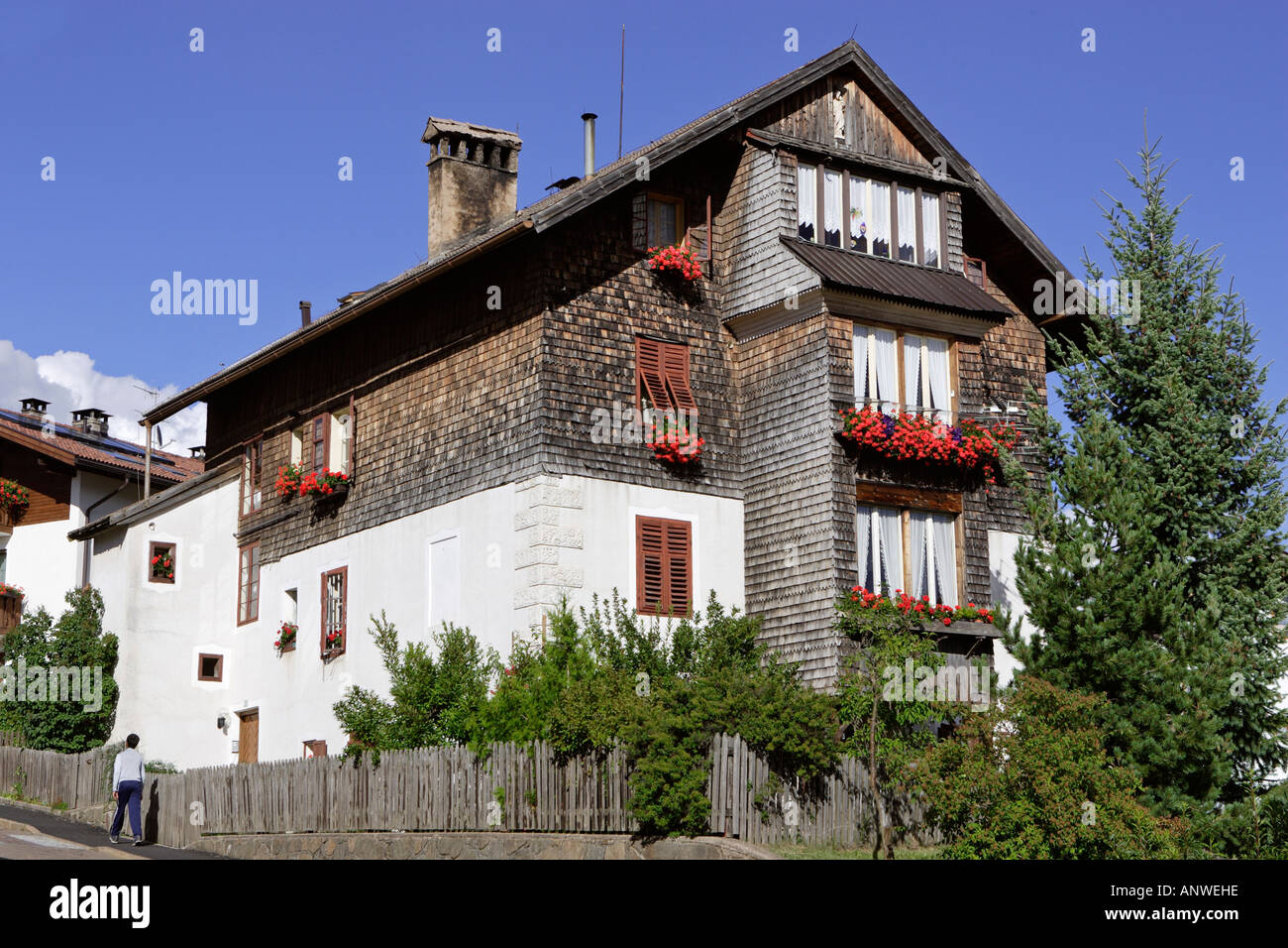 Part of the walls are covered with wooden schindles, Deutschnofen ...