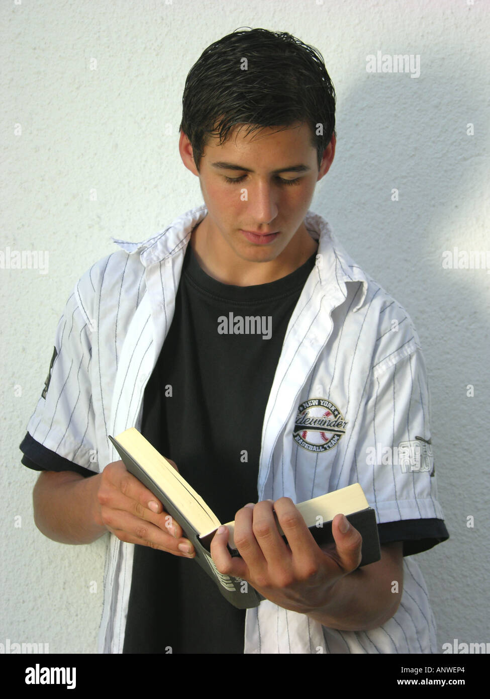 Male teen reading a book Stock Photo - Alamy