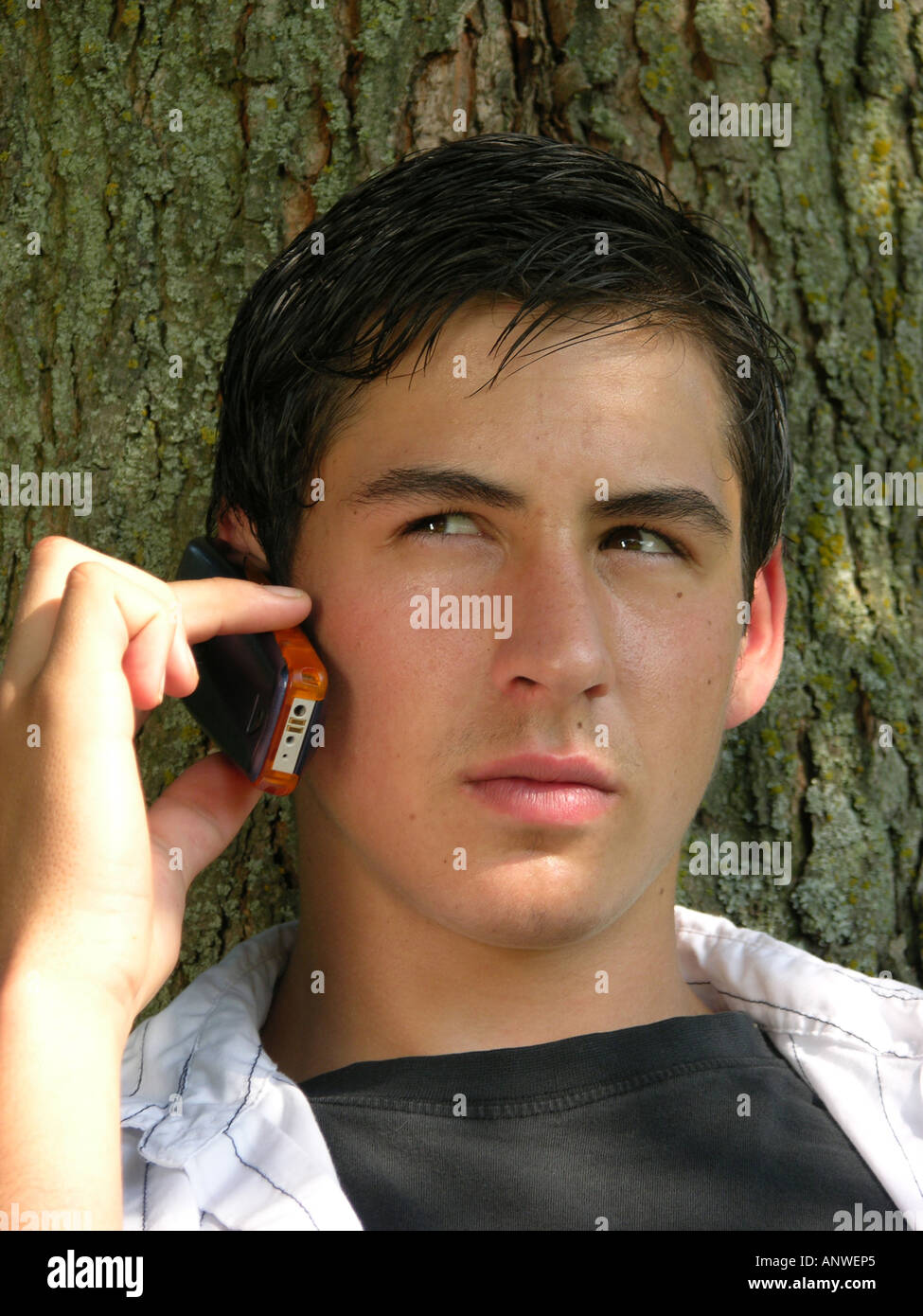 Male teen picking up his cell phone Stock Photo - Alamy