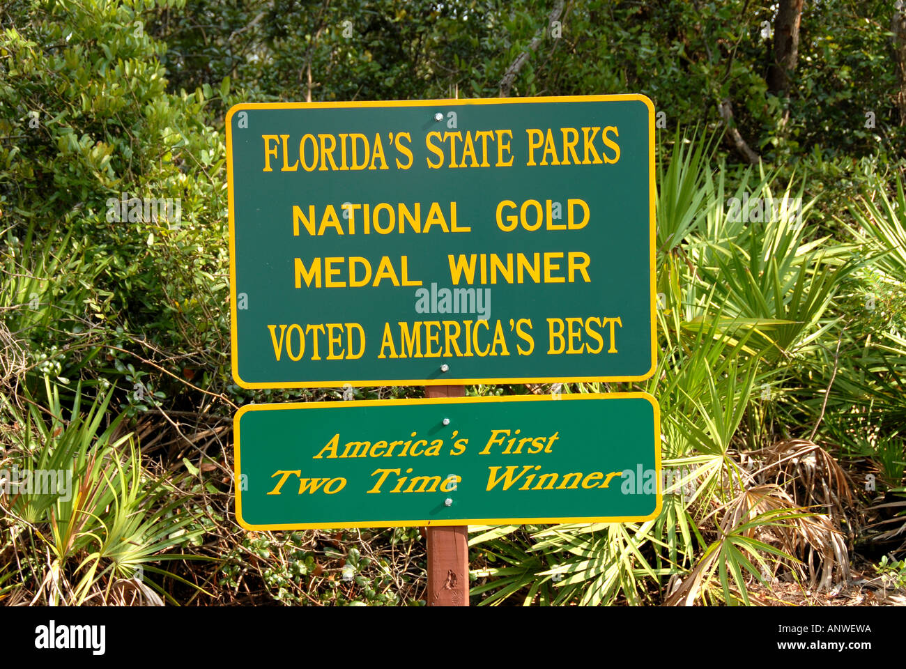 Florida State Parks Gold Winner sign awards recognition Stock Photo - Alamy