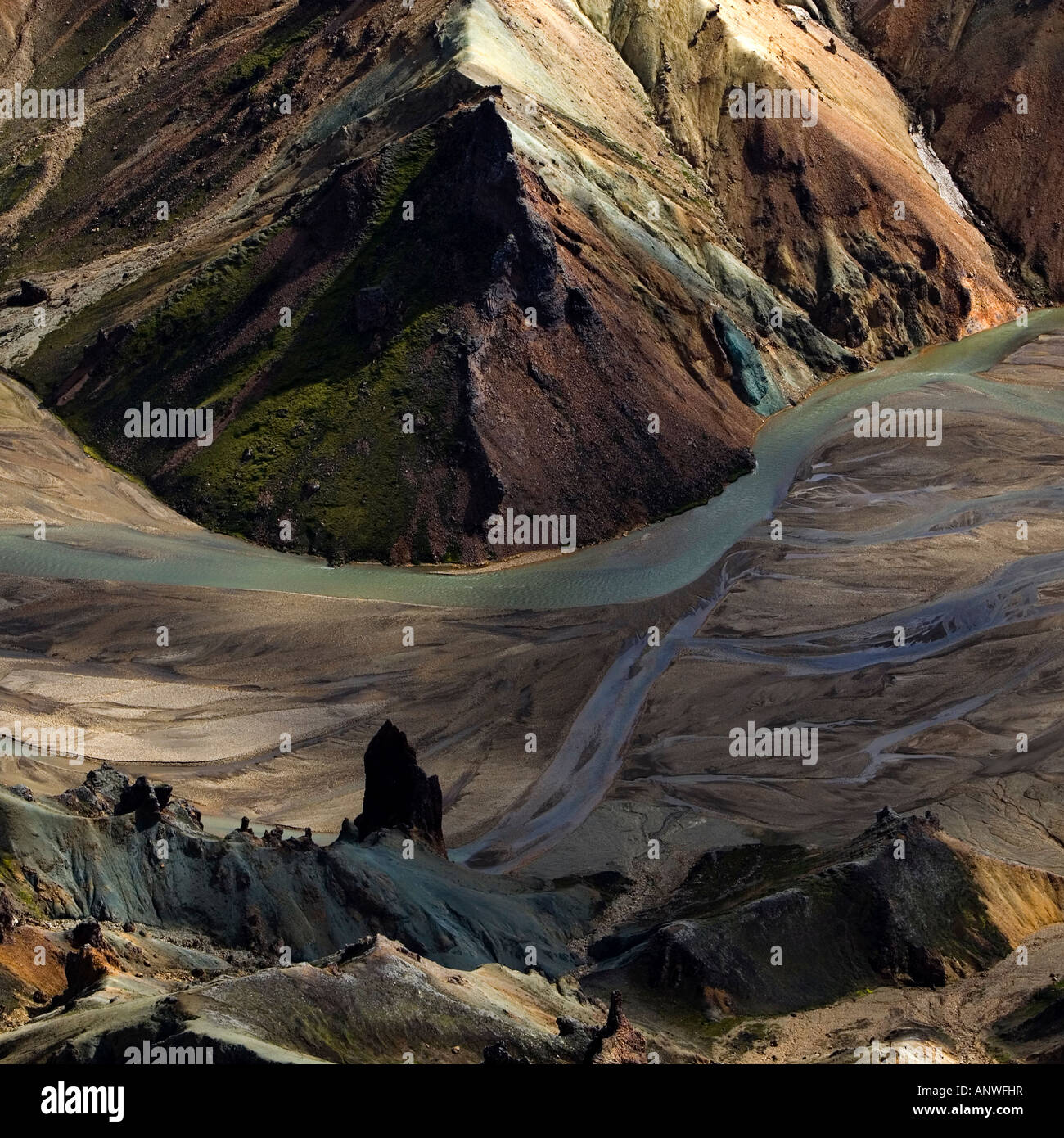Aerial photo of rivers and lakes in the highlands of Iceland Stock ...