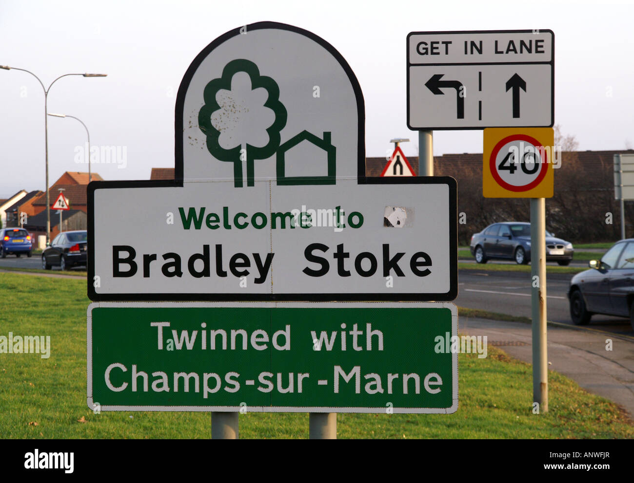 Road Sign for The Town of Bradley Stoke Stock Photo - Alamy