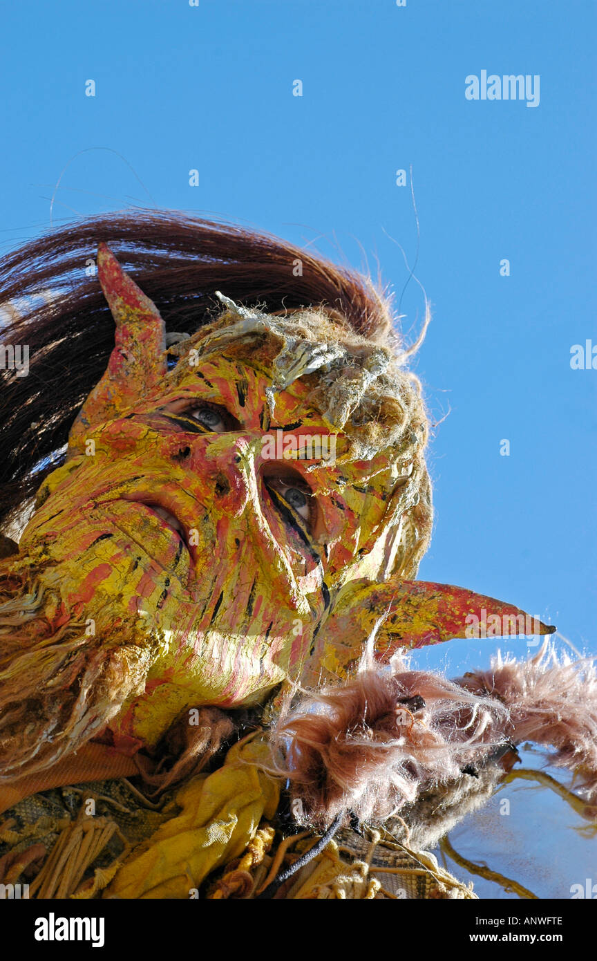 Yellow demon devil mask, portrait, knight festival Kaltenberger ...