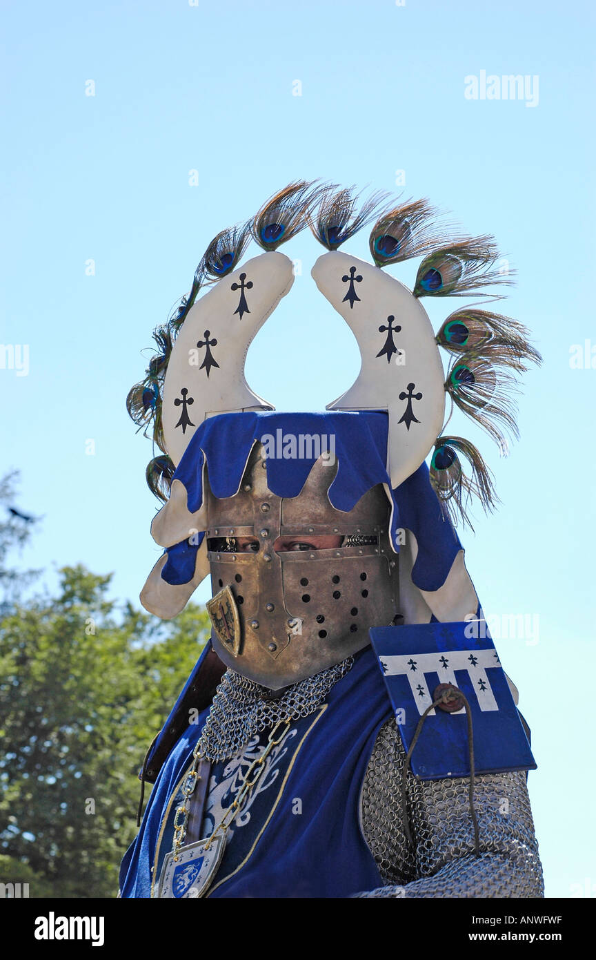 Blue knight in mediaeval medieval costume, knight festival Kaltenberger ...
