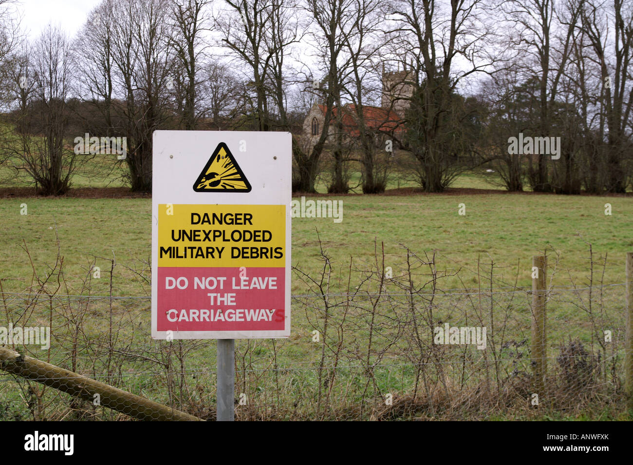 Warning Sign at the Army Training Ground Imber Salisbury Plain England ...