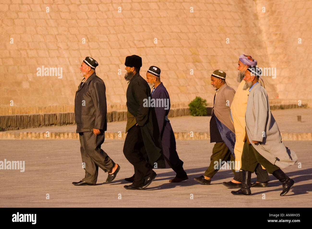 Uzbek men with traditional hat and dress Khiva Uzbekistan Stock Photo ...