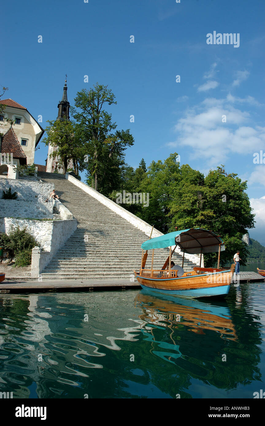 Boats on the attractive Lake Bled in Northern Slovenia Stock Photo - Alamy