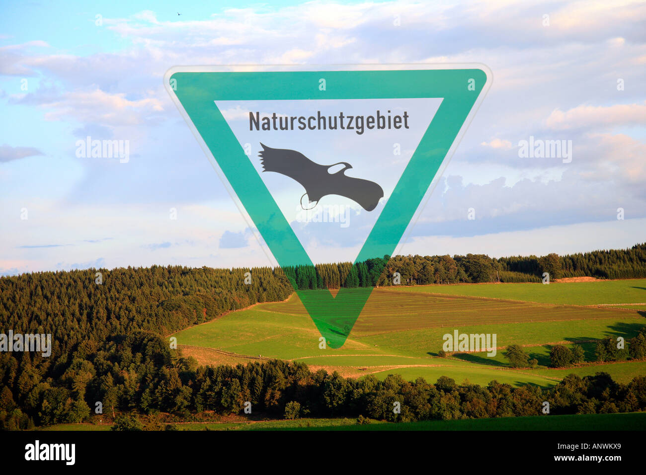 Nature reserve with transparent sign, composing Stock Photo - Alamy