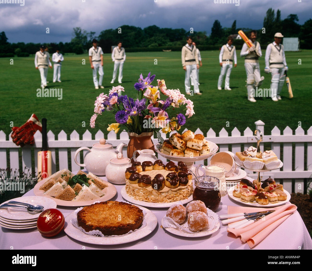 Cricket Tea Cricketers cakes refreshments sport Stock Photo: 15608373 ...