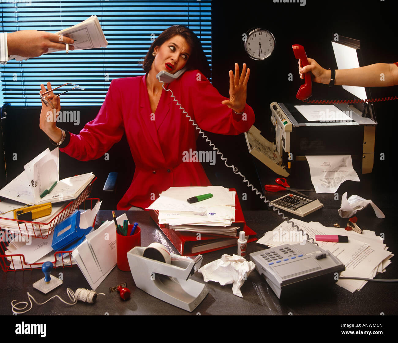 Overworked Secretary In Office Stock Photo, Royalty Free Image ...