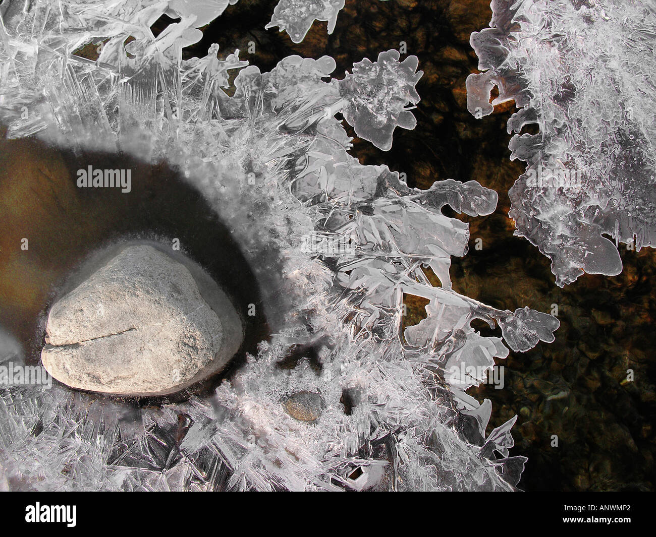 Frozen stone with ice crystals Stock Photo - Alamy