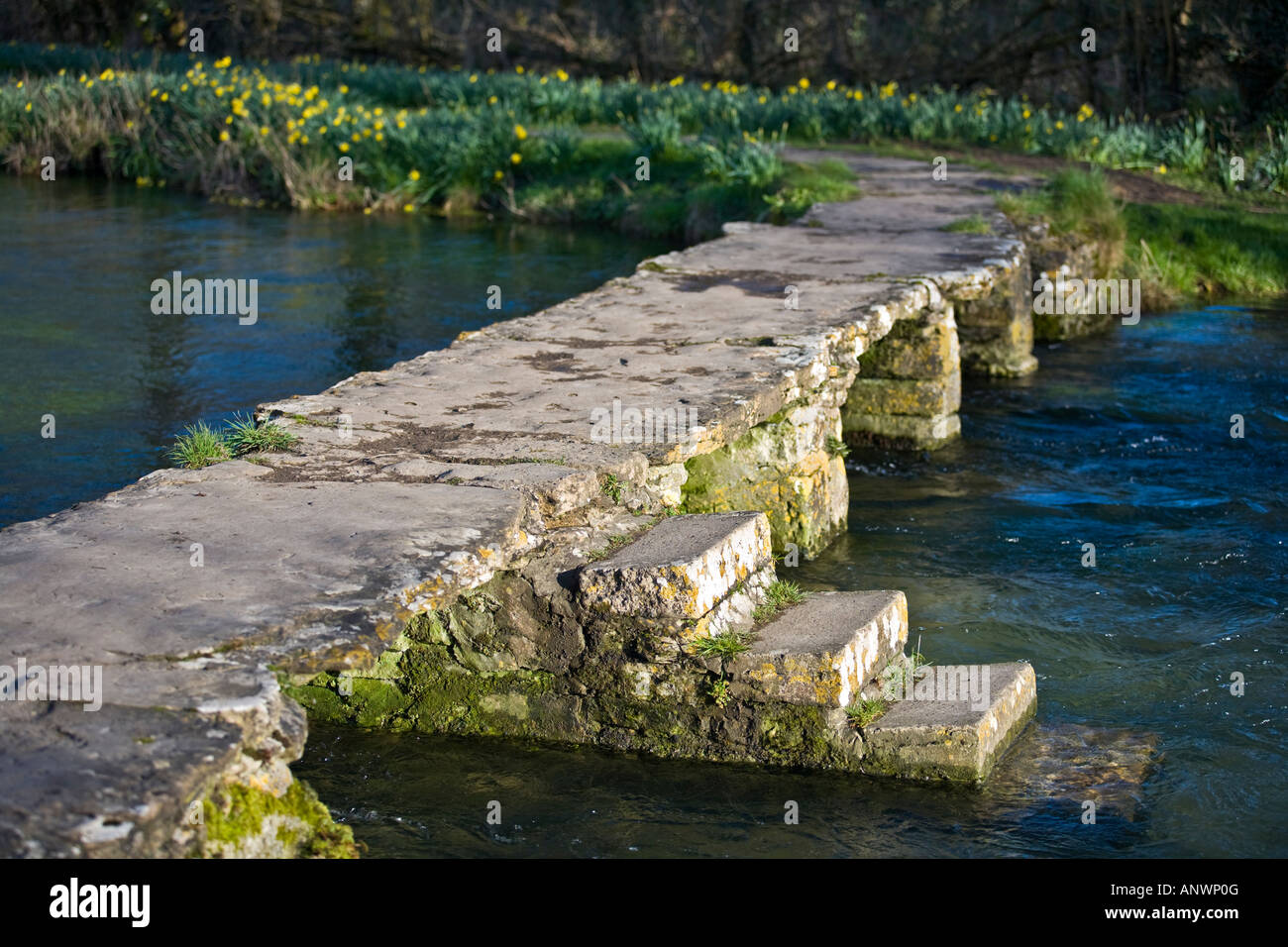 Clapper bridge at Eastleach over the River Leech Gloucestershire UK ...