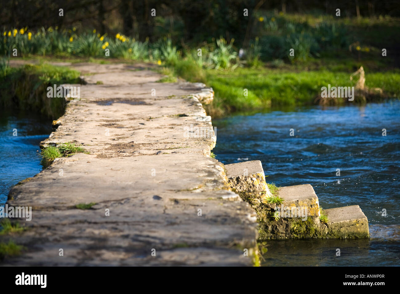 Clapper bridge at Eastleach over the River Leech Gloucestershire UK ...