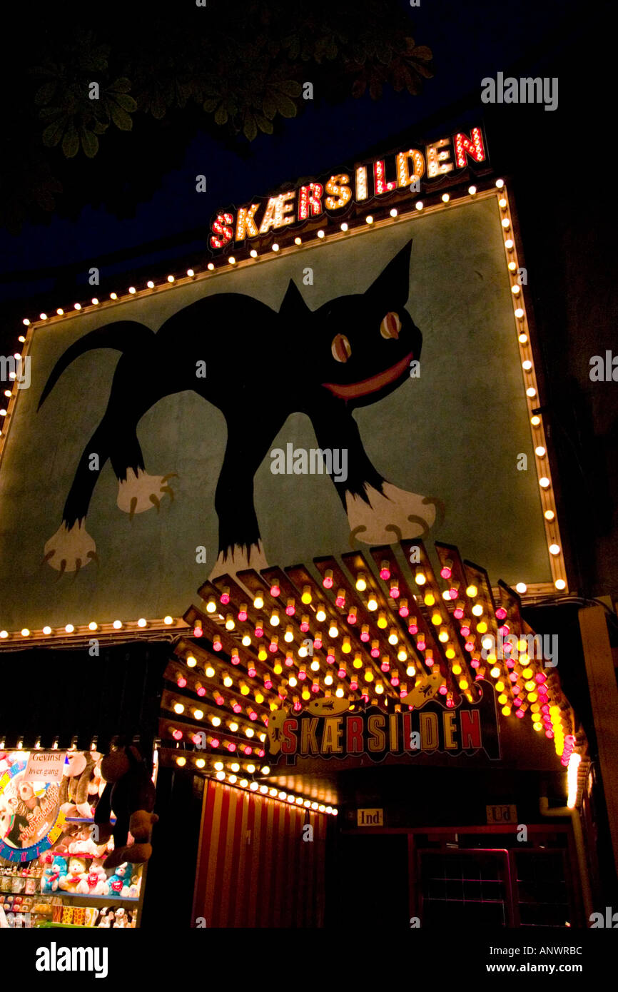 Fun House entrance at night Tivoli Gardens Copenhagen Denmark Stock ...