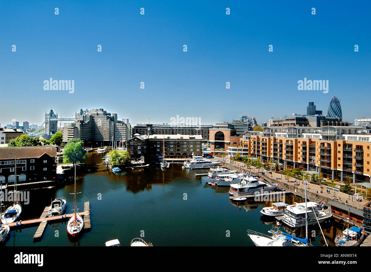 st katharines docks marina tower bridge london england uk Stock Photo ...