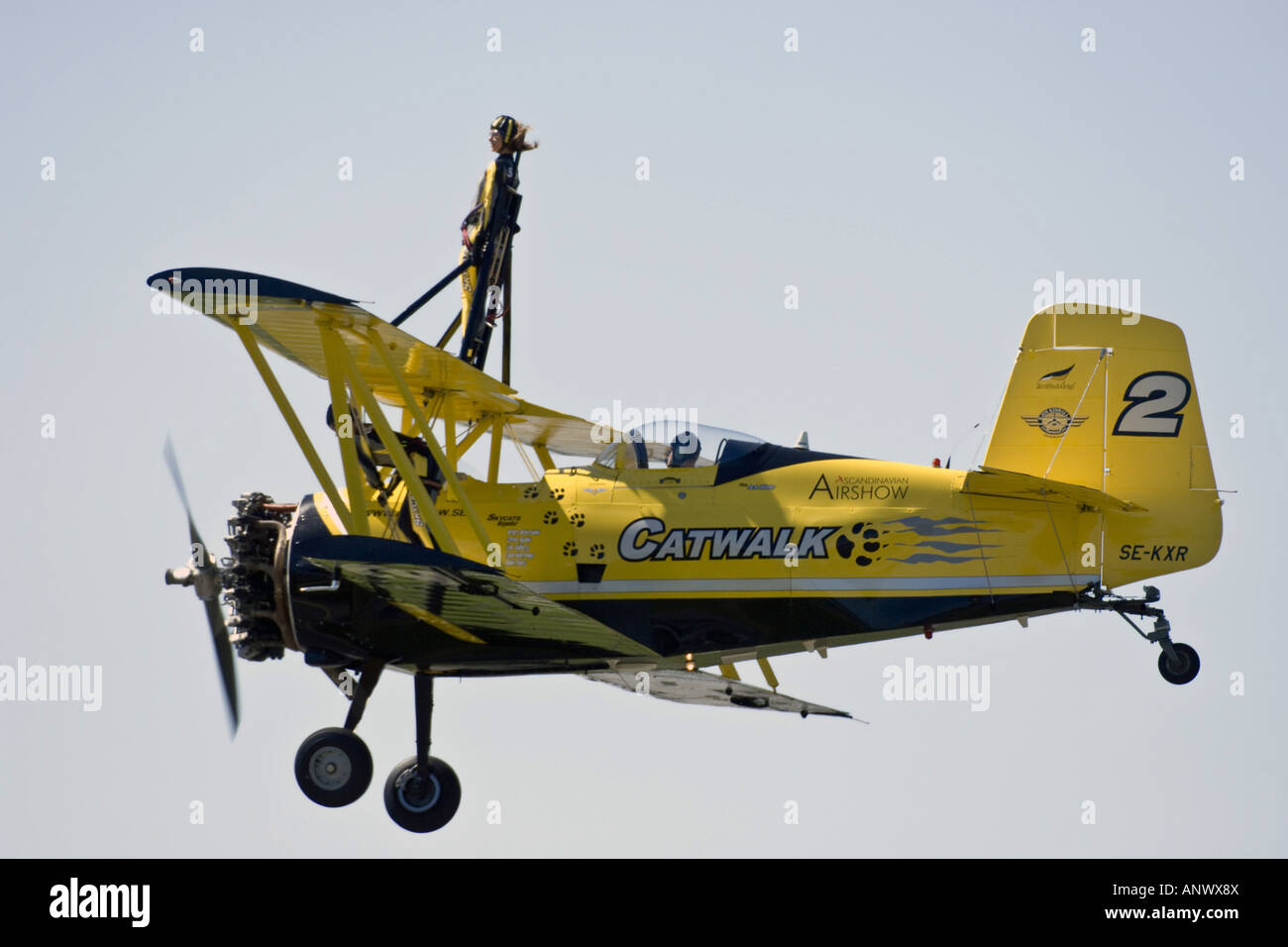 Pitts Python performing wing-walking at Sola Airshow, Norway Stock ...
