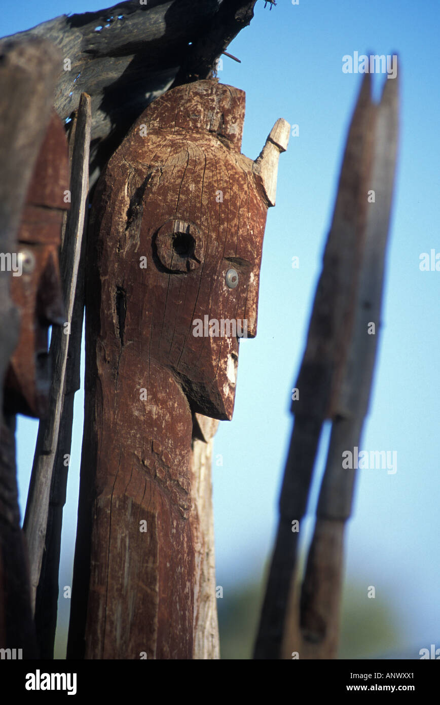 Africa, Ethiopia, Omo river region, Konso Waka, statue that honors ...