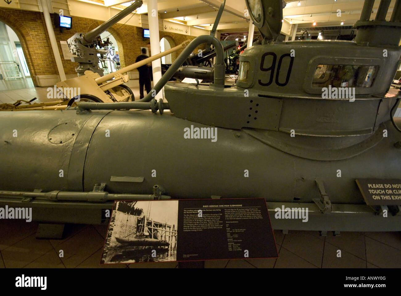 biber german one-man submarine in the imperial war museum,london Stock ...