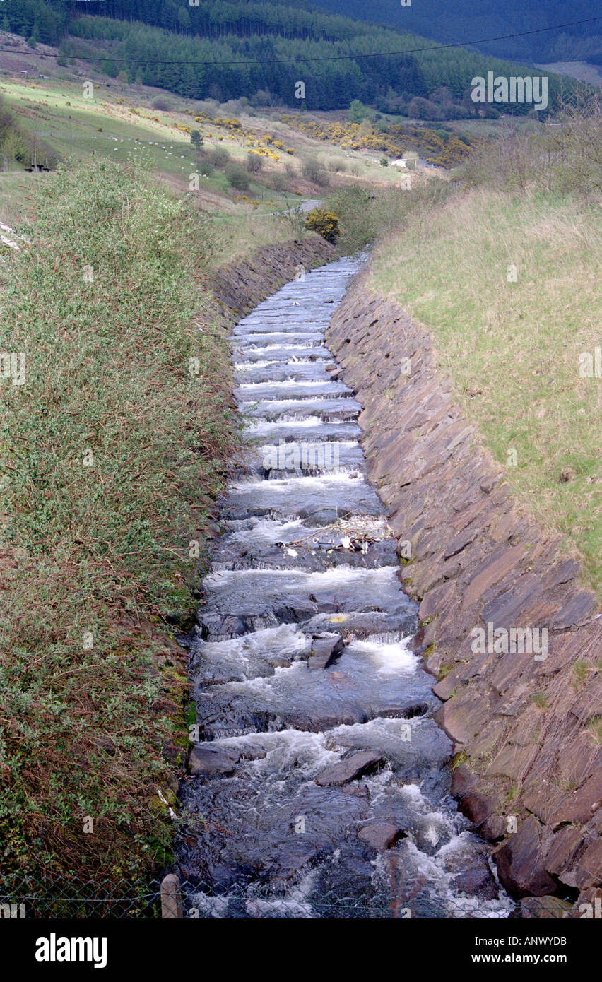 reclaimed waste coal tip Artificial culvert Pontycymmer Mid Glamorgan ...