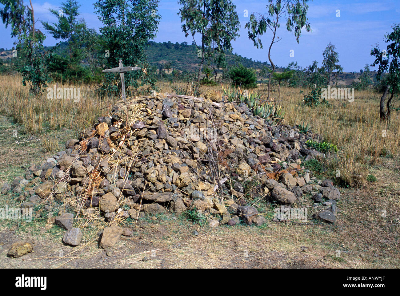 Africa, Ethiopia, Gravesite in a graveyard near an Oromo village Stock ...