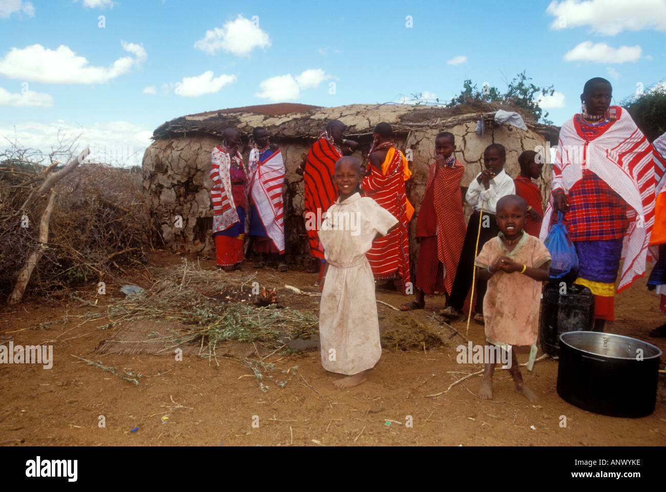 Africa, Kenya: Amboseli, Maasai women discussing cooking plans for ...