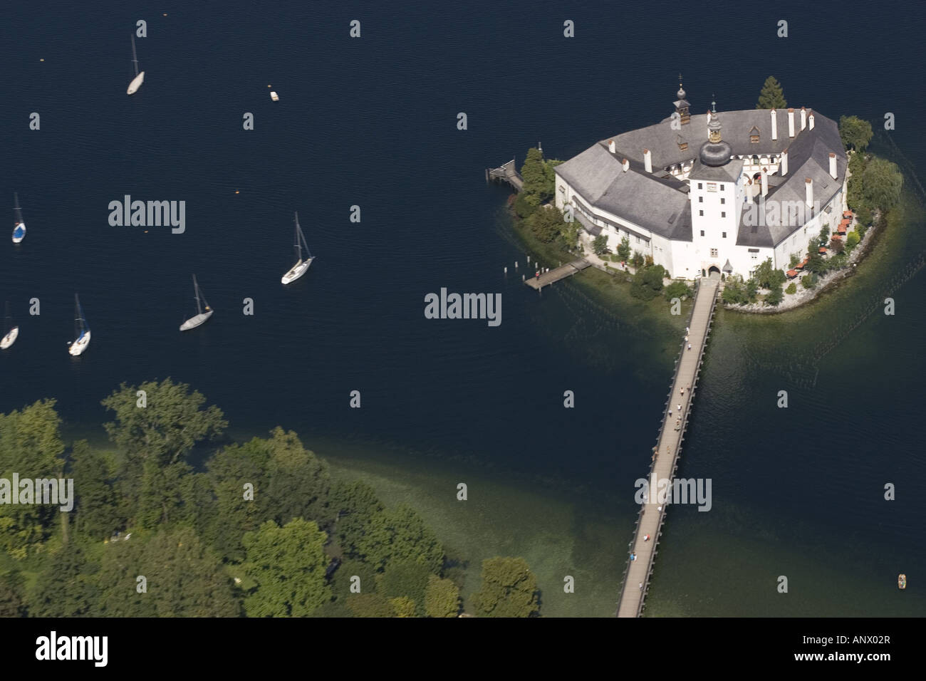 aerial of the castle Orth, Austria, Salzkammergut, Gmunden Stock Photo ...