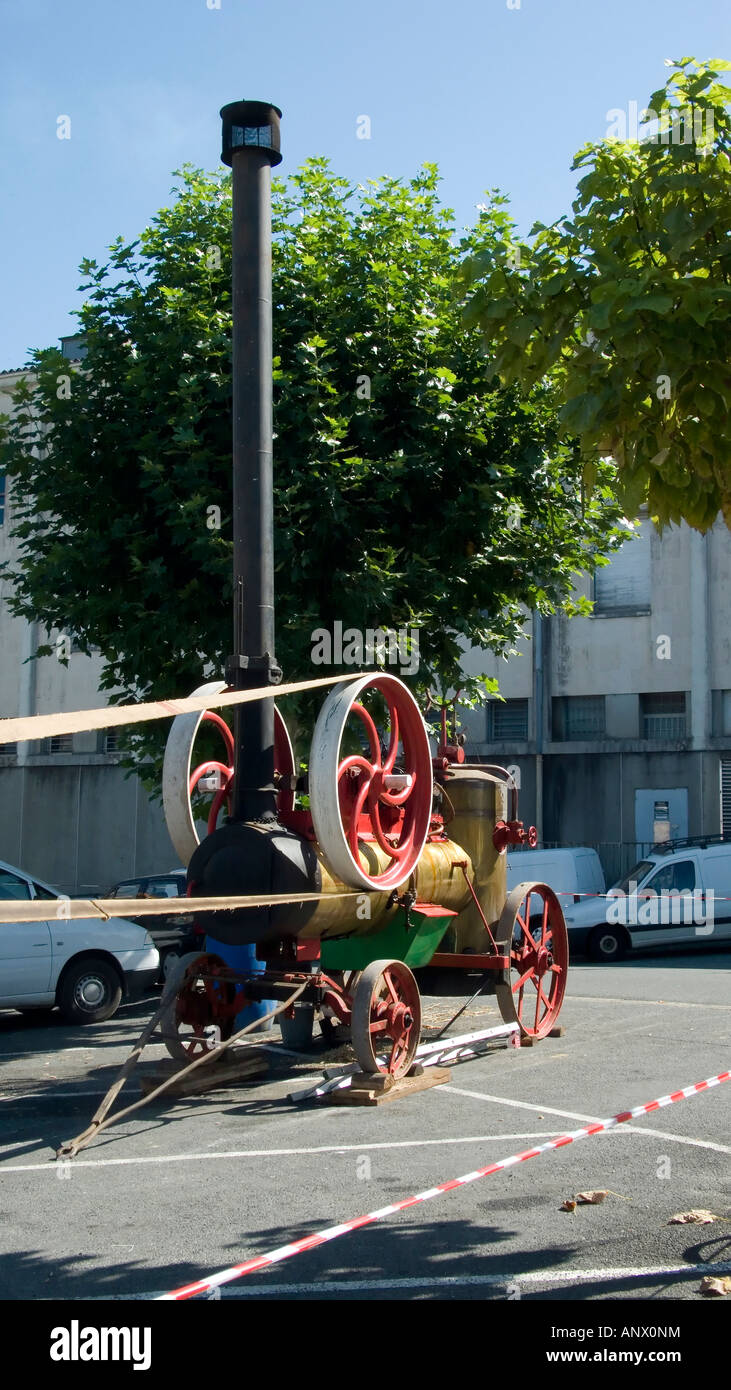 steam traction engine with tall chimney france Stock Photo - Alamy