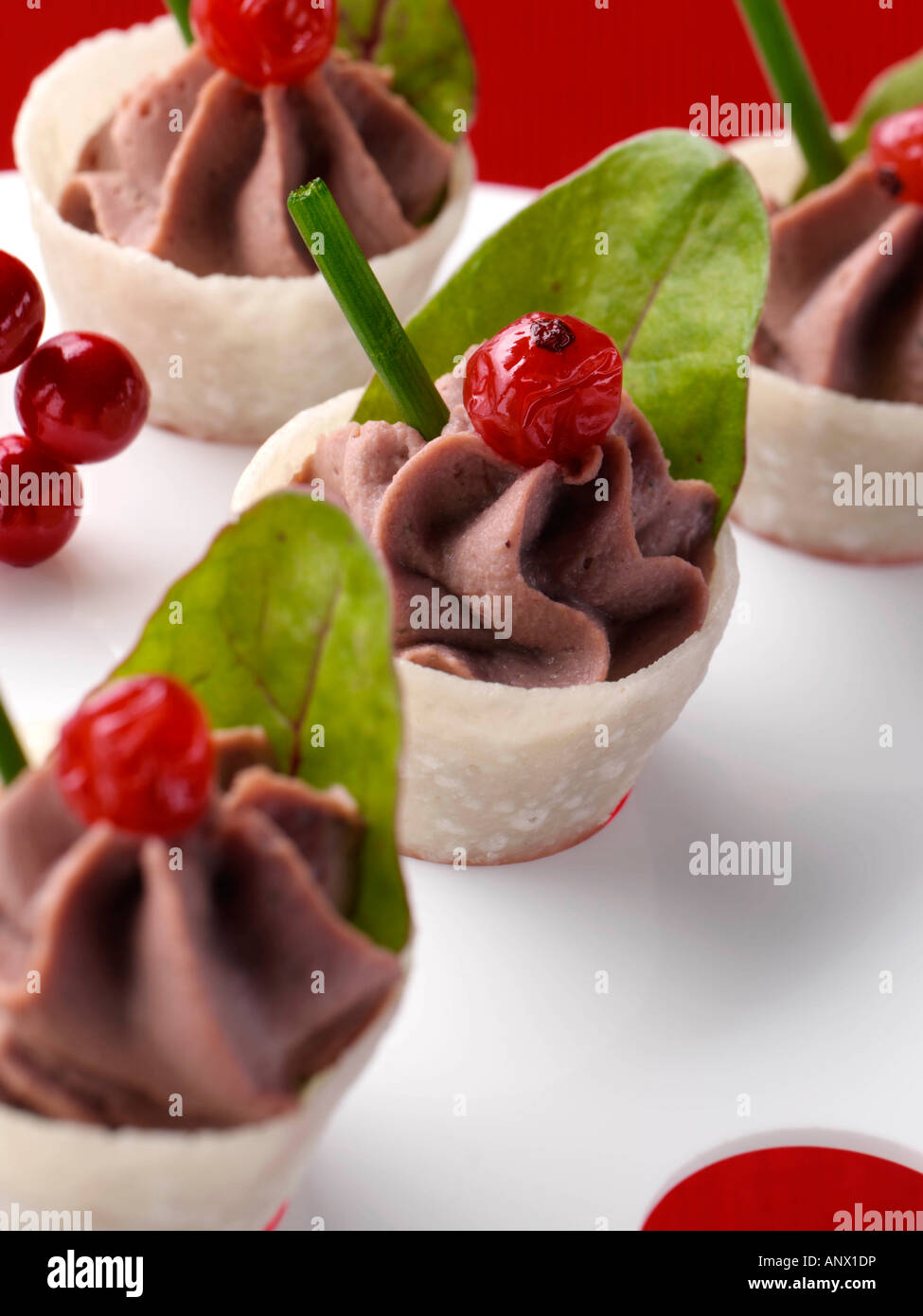 Chicken liver pate canapes gourmet editorial party food Stock Photo - Alamy