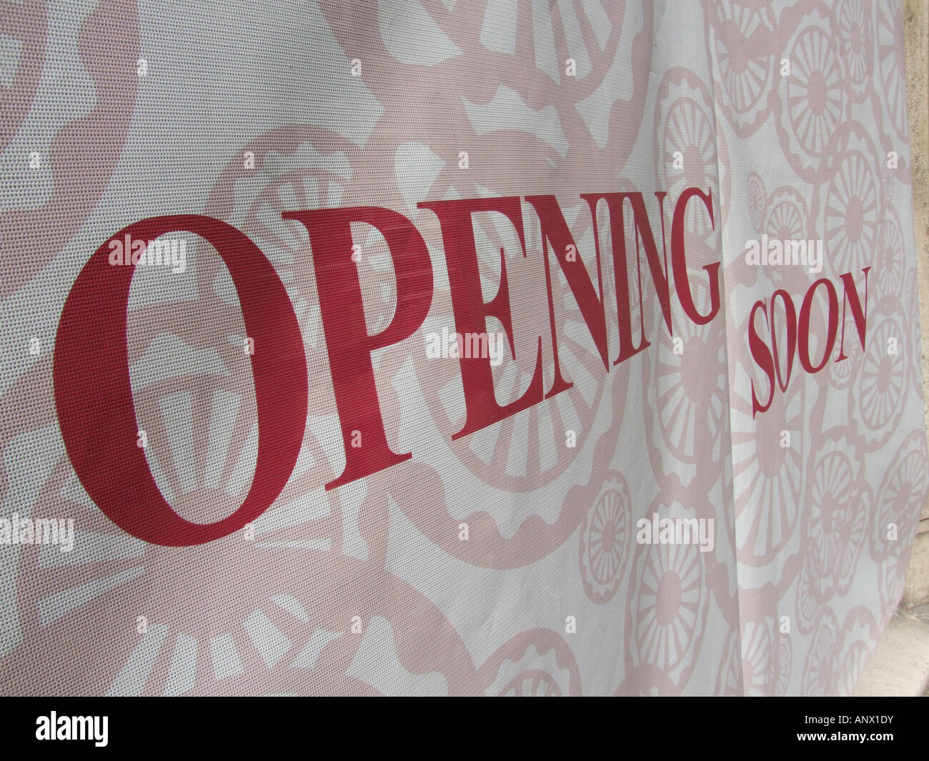 opening soon sign in shop window in rome Stock Photo - Alamy