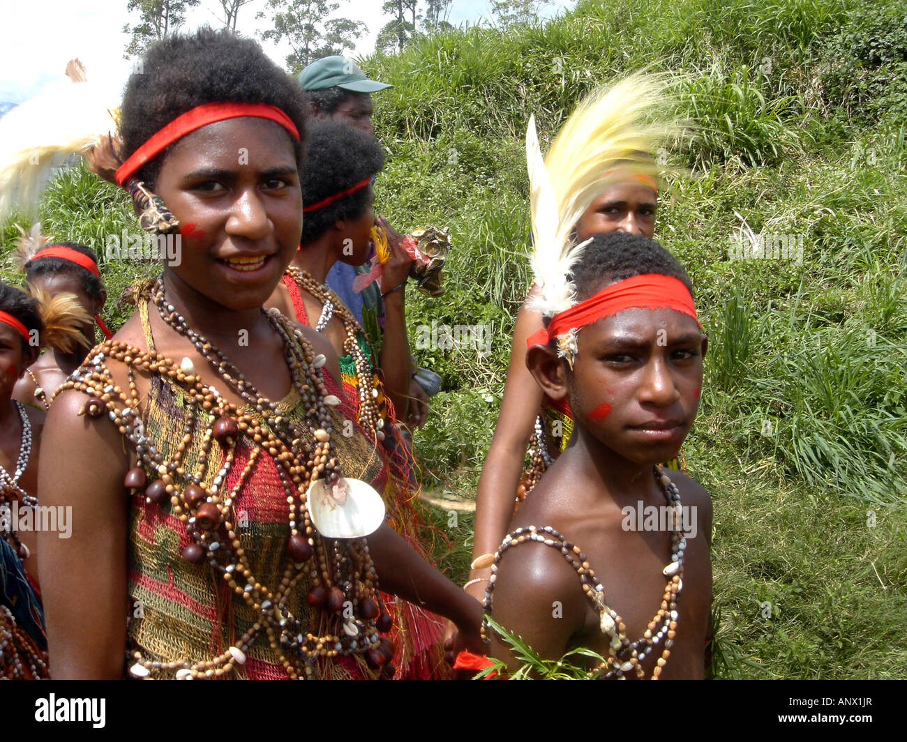 young papua boys at the Highland festival, Papua New Guinea Stock Photo ...